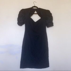 Vintage | Dresses | Vintage Open Back Padded Shoulder Dress Lbd | Poshmark